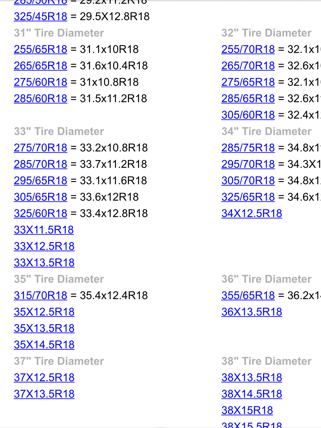 Truck Tire Size Comparison Chart Truck Tire Size Comparison Chart