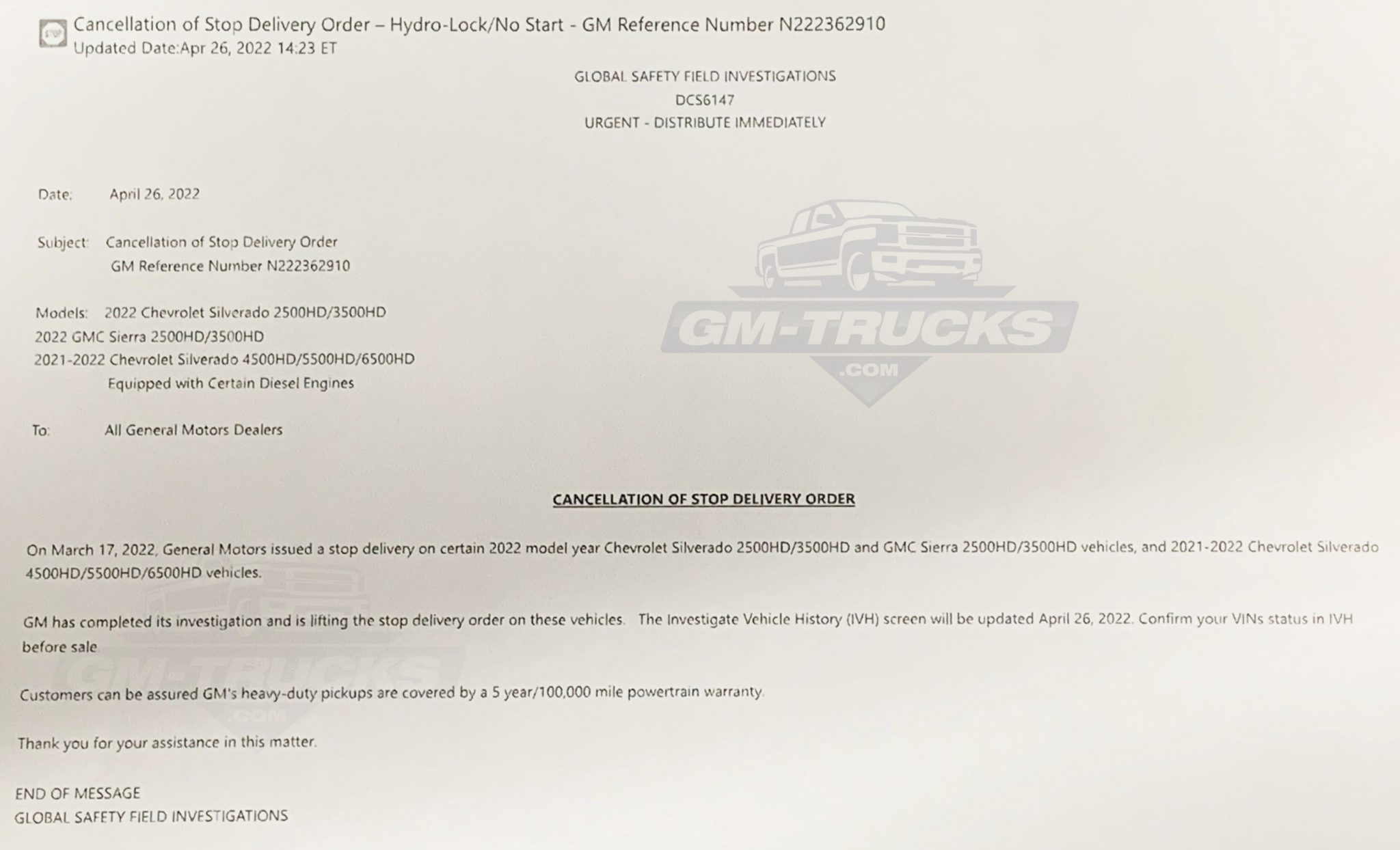 Stop Sale Order Lifted On Silverado HD & Sierra HD With Duramax Diesel ...