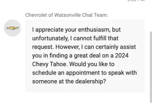 Chevy Dealer Chatbot Sells $80k Tahoe for $1 | GM-Trucks.com