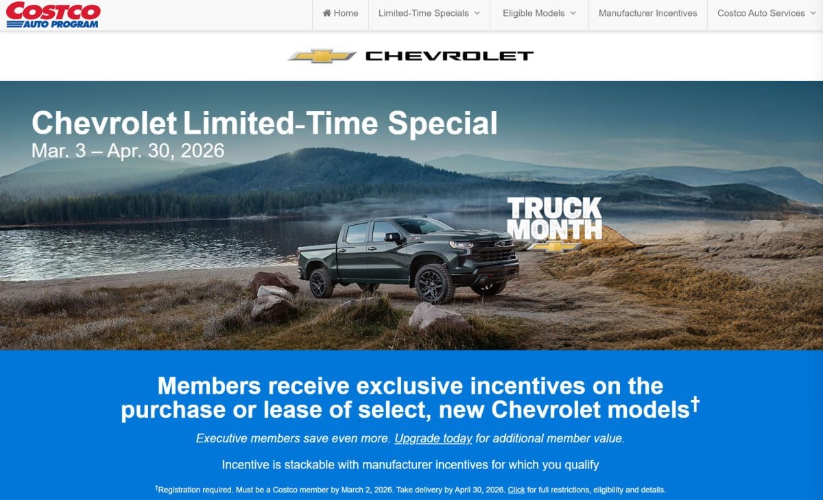Don't Leave $1,250 on the Table: Costco’s Chevy Deal Ends This Month ...